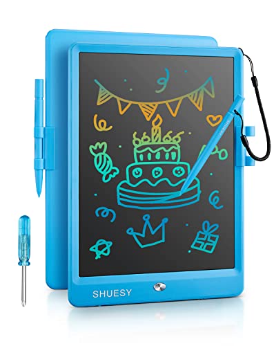 SHUESY LCD Writing Tablet for Kids – 8.5 inch Colorful Graffiti Drawing Board for Toddlers – Magic Scribble Doodle Board – Touch Screen LCD Drawing Tablet – Doodle Pad for Toddler 1-3 4-8 (Blue)