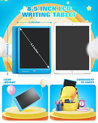 SHUESY LCD Writing Tablet for Kids – 8.5 inch Colorful Graffiti Drawing Board for Toddlers – Magic Scribble Doodle Board – Touch Screen LCD Drawing Tablet – Doodle Pad for Toddler 1-3 4-8 (Blue)