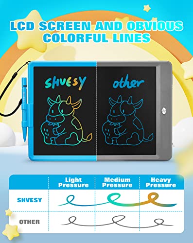 SHUESY LCD Writing Tablet for Kids – 8.5 inch Colorful Graffiti Drawing Board for Toddlers – Magic Scribble Doodle Board – Touch Screen LCD Drawing Tablet – Doodle Pad for Toddler 1-3 4-8 (Blue)