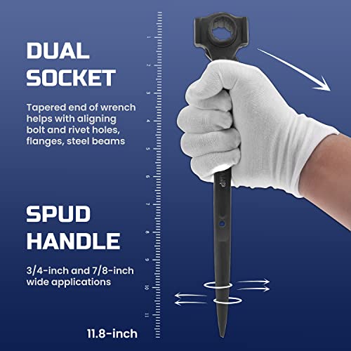 Lichamp 3pcs Spud Wrench Set, Include 12 inch Spud Wrench, 3/8" x 1/2" Dual Head Ratchet Spud Wrench and 3/4" x 7/8" Dual Socket Scaffold Wrench