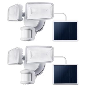 Home Zone Security 2 Pack Solar Floodlights Outdoor with Motion Sensor 40’ x 180°, 1500 Lumens, 5000K Bright White, Dusk to Dawn, Aluminum Adjustable Heads, Waterproof Flood Lights Backyard Patio