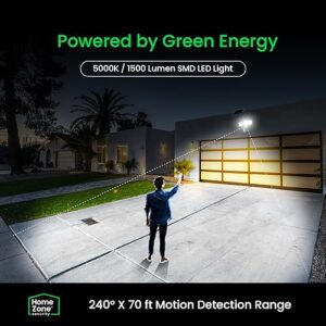 Home Zone Security 2 Pack Solar Floodlights Outdoor with Motion Sensor 40’ x 180°, 1500 Lumens, 5000K Bright White, Dusk to Dawn, Aluminum Adjustable Heads, Waterproof Flood Lights Backyard Patio