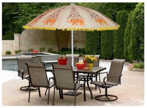 garden beach patio umbrella parasol sun shade protection-garden umbrella parasol large, handmade large outdoor, large garden umbrellas outdoor diameter: 228 cm (orange elephant design)