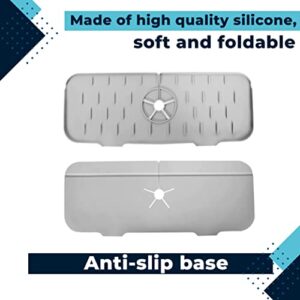 Faucet Splash Guard Silicone Sink Splash Guard 14.5x5.5'' Splash Guard Sink Bathroom Bar Laundry Room Kitchen Sink Splash Guard Long Sink Faucet Mat Behind Silicone Sink Mat (1 Light Grey) (SSSG2022)