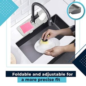 Faucet Splash Guard Silicone Sink Splash Guard 14.5x5.5'' Splash Guard Sink Bathroom Bar Laundry Room Kitchen Sink Splash Guard Long Sink Faucet Mat Behind Silicone Sink Mat (1 Light Grey) (SSSG2022)