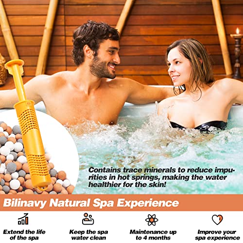 Bilinavy Spa Ag+ Mineral Sticks for Hot Tub, Silver Ion Mineral Cartridge Last for 4 Months Treats (2, Yellow)