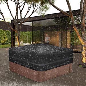 WRANZGAO Square Hot Tub Cover ，Heavy Duty 600D Polyester SPA Cover for Hot Tub，Outdoor Waterproof Hot Tub Cover，Windproof SPA Cover 85"(L) x 85"(W) x 20"(H), Black