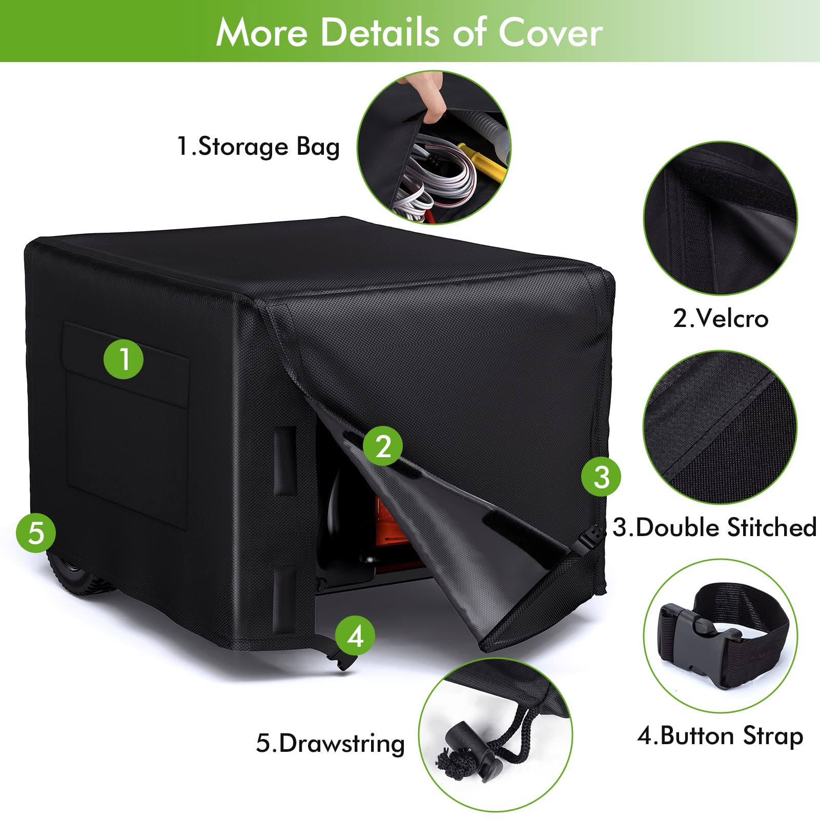 WLEAFJ Generator Cover Heavy Duty Waterproof, Universal Portable Generator Cover 24”L x 18”W x 20”H - for iGen 4500 and Predator 3500