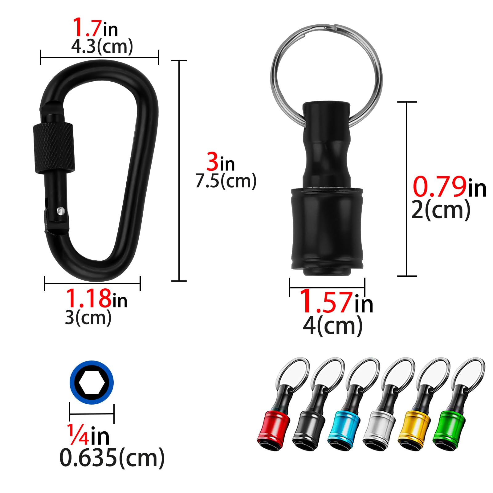 LUEXBOX 1/4 Inch Bit Holder Keychain, Hex Screwdriver Bits Holder Extension Bar, Quick Change Screw Bit Holder for Most Electric, Hand-held Screwdrivers and Drill Bits(6 PCS)