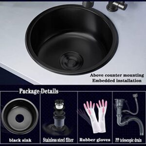 NOYHHAV kitchen sink stainless steel with black kitchen faucet Bar sink undermount/drop in Single basin kitchen sink Mini sink (12.5'', Gold)