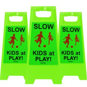 Children at Play Safety Signs For Street Kids at Play Signs For Street Slow Down Signs For Neighborhoods Kids Playing Reflective Caution Sign (3 Pack)