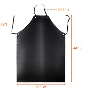 PUPOPIK Waterproof Rubber Vinyl Apron 40" -Stay Dry - Chemical Work Apron Durable with Adjustable Apron for Dishwashing (BLACK-1PACK)