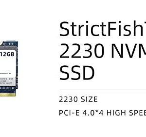 StrictFish 256GB PCIe Gen4x4 M.2 NVMe SSD 2230 PCI-E 4.0x4 Internal Solid State Drive 30mm PCIe M Key SANS1-2230 for Steam Deck, Surface, Laptop, and Desktop PC (256GB)