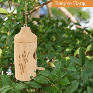 OROGHT Hummingbird House - Natural Wooden Hummingbird Houses for Outside Hanging, Gardening Gifts Home Decoration 3 Packs