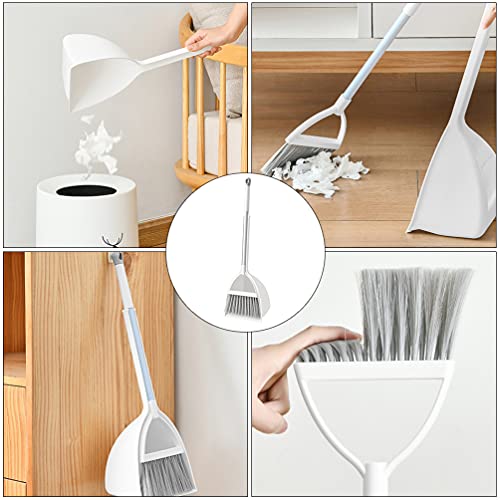 DOITOOL Broom and Dustpan Set for Children- 20in Height Standing Upright Broom and Dustpan Set for Home- Small Broom and Dustpan Set for Home Kitchen Room Office Lobby