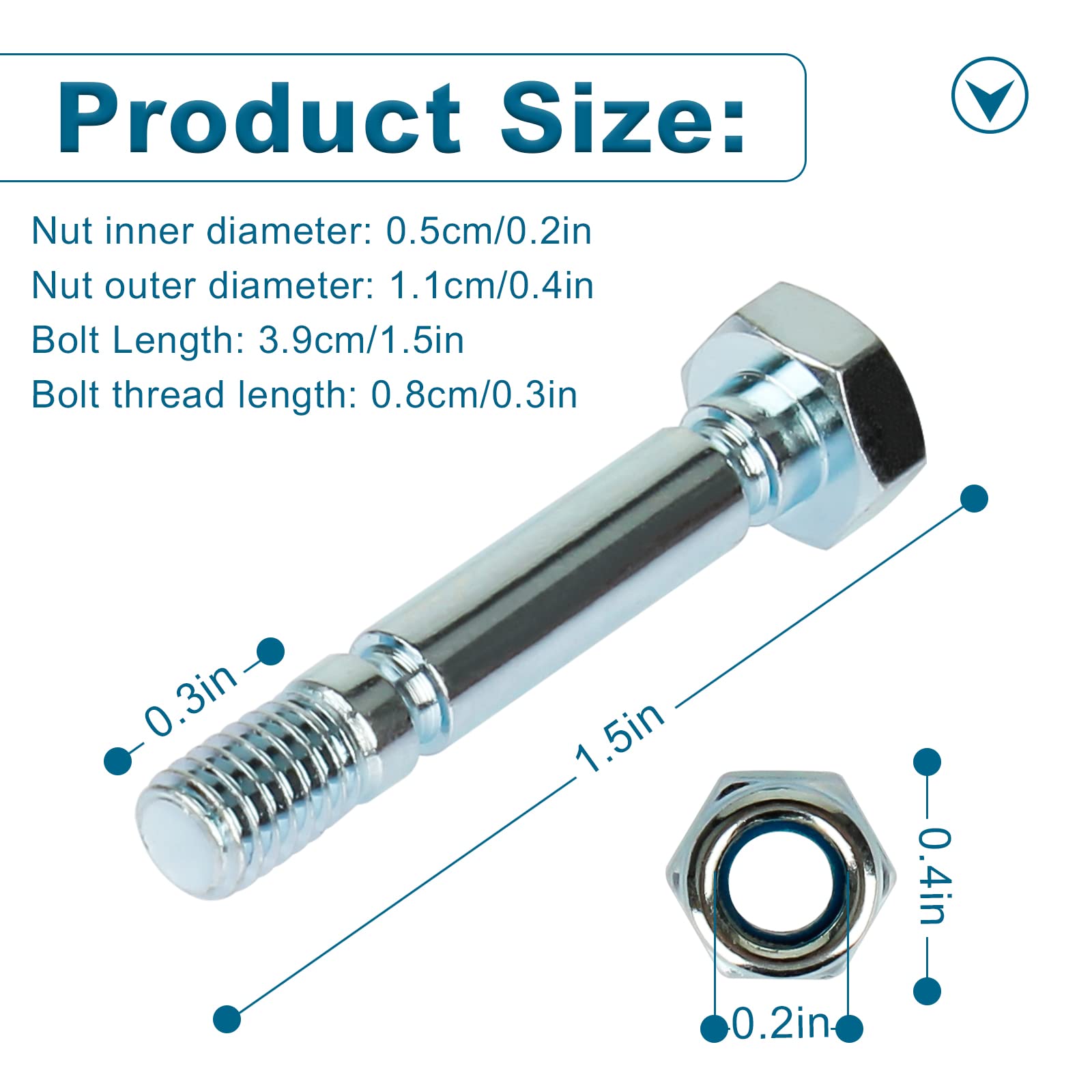 Shuisen Snowblowers Shear Part 303160355P / 303160355 Compatible with Powersmart Snow Blower Shear Pins Set - 4 Pack