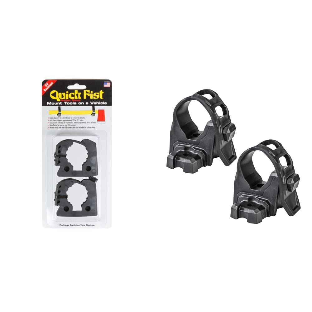 END OF ROAD Original Quick Fist Clamp for mounting tools & equipment 1" - 2-1/4" diameter (Pack of 2) - 0010 & Kolpin 21570 Black 1.5" Rhino Grip, 2 Pack