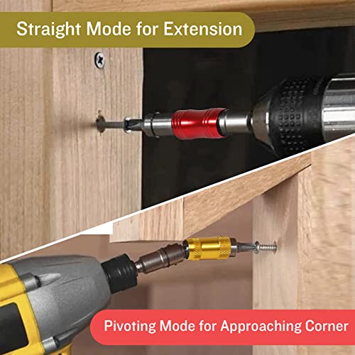 DUALSHINE Drill Bit Holder, 4Pcs Magnetic Swiveling Bit Tip Holder Set Drill Bit Extension Pivot 1/4 Inch Hex Quick Release Pivoting Screwdriver Rotary Extender Chuck Adapter for Impact Driver Screws