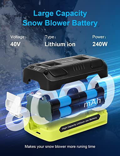 Aoasur 6.0Ah Battery Replacement for Snow Joe 40V and Sun Joe 40V Battery (Green)