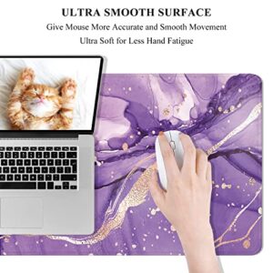 Niniubye Desk Mat, Large Mouse Pad, 32" x 12" XXL Extended Gaming Mousepad, Desktop Decor Desk Pad, Cute Men Women Office Supplies and Accessories, XL Mouse Pad for Laptop & Keyboard, Purple Marble