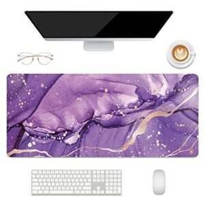 Niniubye Desk Mat, Large Mouse Pad, 32" x 12" XXL Extended Gaming Mousepad, Desktop Decor Desk Pad, Cute Men Women Office Supplies and Accessories, XL Mouse Pad for Laptop & Keyboard, Purple Marble