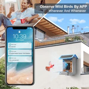 BROAIMX Smart Bird Feeder Camera, Free AI Forever, 1080P HD Camera Auto Capture Bird Videos & Solar Panel, App Notify When Birds Detected, Bird House with Built-in Two-Way Microphone