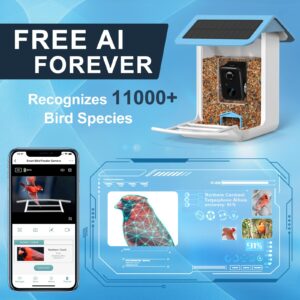 BROAIMX Smart Bird Feeder Camera, Free AI Forever, 1080P HD Camera Auto Capture Bird Videos & Solar Panel, App Notify When Birds Detected, Bird House with Built-in Two-Way Microphone