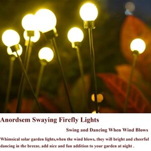 Anordsem Garden Lights 2 Pack, Solar Powered Fairy Lights for Outdoor Front Porch, Yard, Tree, Backyard, Patio, Pathway Decor, Outside Lighting Decorations (Warm White)