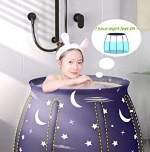 Portable Bathtub Thickened Insulation, Double Drainage, Folding Portable, Suitable for Small Spaces (Bathroom, Outdoor, RV) Soaking, spa(blue antlers)