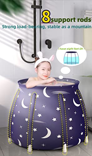 Portable Bathtub Thickened Insulation, Double Drainage, Folding Portable, Suitable for Small Spaces (Bathroom, Outdoor, RV) Soaking, spa(blue antlers)