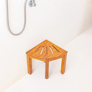 NNN 12" Teak Shower Stool/Teak Shower Foot Rest/Shower Stool for Shaving Legs/Teak Shower Bench/Shower Stool for Inside Shower/Corner Shower Stool, Suitable for Small Shower Spaces.