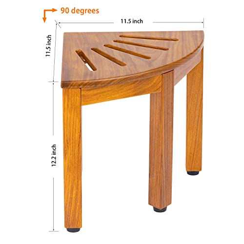 NNN 12" Teak Shower Stool/Teak Shower Foot Rest/Shower Stool for Shaving Legs/Teak Shower Bench/Shower Stool for Inside Shower/Corner Shower Stool, Suitable for Small Shower Spaces.