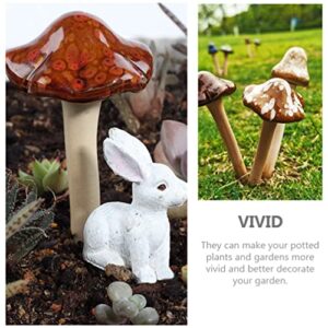 Housoutil Mushroom Decor 8pcs Garden Mushroom Statue Ceramics Mushroom Garden Lawn Ornaments