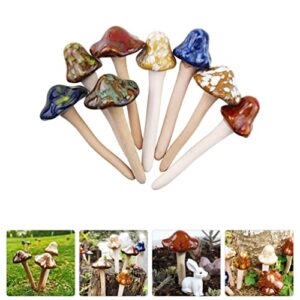 Housoutil Mushroom Decor 8pcs Garden Mushroom Statue Ceramics Mushroom Garden Lawn Ornaments