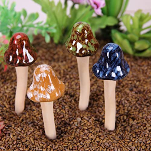 Housoutil Mushroom Decor 8pcs Garden Mushroom Statue Ceramics Mushroom Garden Lawn Ornaments