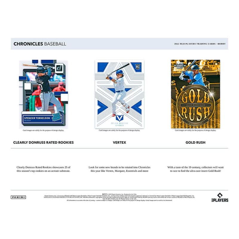 2022 Panini Chronicles Baseball Hobby Box (6 Packs/8 Cards: 3 Autos)