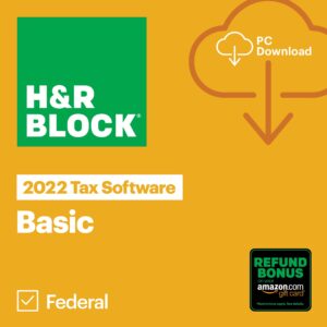 h&r block tax software basic 2022 with refund bonus offer (amazon exclusive) [pc download] (old version)