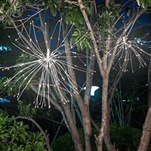 4 Pack Firework Lights 150 Led Copper Wire Starburst String Lights 8 Modes Battery Operated Fairy Lights with Remote Hanging Christmas Lights for Party Patio Wedding Waterproof Decoration (White)