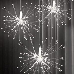 4 Pack Firework Lights 150 Led Copper Wire Starburst String Lights 8 Modes Battery Operated Fairy Lights with Remote Hanging Christmas Lights for Party Patio Wedding Waterproof Decoration (White)