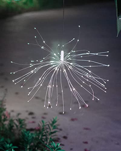 4 Pack Firework Lights 150 Led Copper Wire Starburst String Lights 8 Modes Battery Operated Fairy Lights with Remote Hanging Christmas Lights for Party Patio Wedding Waterproof Decoration (White)