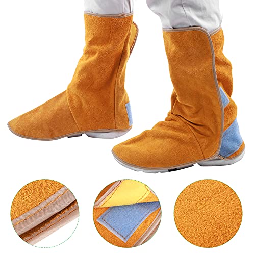 Welding Spats 1 Pair Leather Welding Boot Covers Retardant Welding Boot Cover Welder Leg Foot Safety Protection Safety Boot Cover Leg Foot Protection Cover