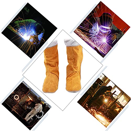 Welding Spats 1 Pair Leather Welding Boot Covers Retardant Welding Boot Cover Welder Leg Foot Safety Protection Safety Boot Cover Leg Foot Protection Cover