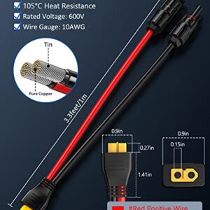 ELECTOP 10AWG Solar Connector to XT60 Adapter Connector Extension Cable, XT60 Plug Female Connector Solar Panel Connector Adapter Battery Charger Cable for Portable Power Station Solar Generator RV