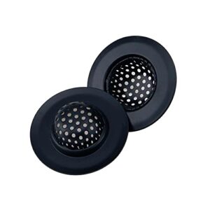 Antrader Kitchen Sink Strainer,2.17" Top / 1.18" Basket,Stainless Steel Sink Drain Strainer,Black,2 Pack