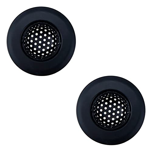 Antrader Kitchen Sink Strainer,2.17" Top / 1.18" Basket,Stainless Steel Sink Drain Strainer,Black,2 Pack