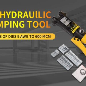 LFGUD 16T Hydraulic Crimping Tool 9 AWG to 600 MCM Battery Cable Crimping Tool 0.87 inch Stroke Hydraulic Lug Crimper Electrical Terminal Crimper with 13 Pairs of Dies