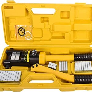 LFGUD 16T Hydraulic Crimping Tool 9 AWG to 600 MCM Battery Cable Crimping Tool 0.87 inch Stroke Hydraulic Lug Crimper Electrical Terminal Crimper with 13 Pairs of Dies