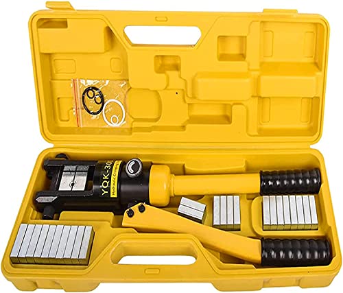 LFGUD 16T Hydraulic Crimping Tool 9 AWG to 600 MCM Battery Cable Crimping Tool 0.87 inch Stroke Hydraulic Lug Crimper Electrical Terminal Crimper with 13 Pairs of Dies