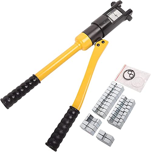 LFGUD 16T Hydraulic Crimping Tool 9 AWG to 600 MCM Battery Cable Crimping Tool 0.87 inch Stroke Hydraulic Lug Crimper Electrical Terminal Crimper with 13 Pairs of Dies