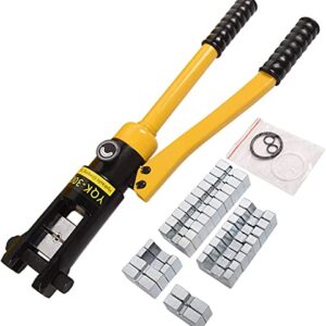 LFGUD 16T Hydraulic Crimping Tool 9 AWG to 600 MCM Battery Cable Crimping Tool 0.87 inch Stroke Hydraulic Lug Crimper Electrical Terminal Crimper with 13 Pairs of Dies